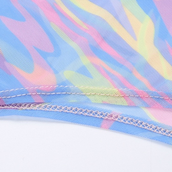 Tops | Colorful Trippy Long Sleeve Sheer Bodysuit | Poshmark